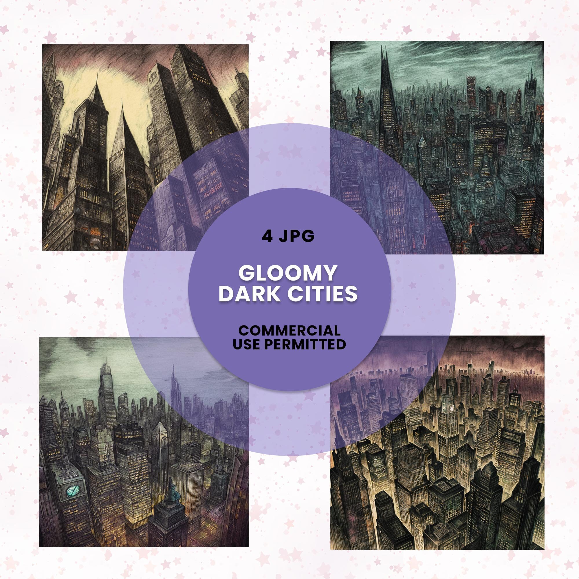 Gloomy City Art Night Skyline Background Gotham Clipart Dark Cities ...