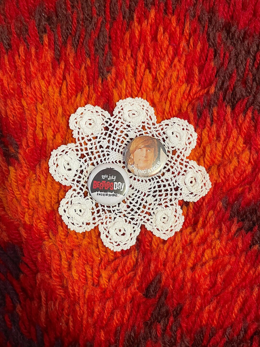 Set of 2 Vintage Beatles Buttons / Pins / Badges / Beatles Day & John ...