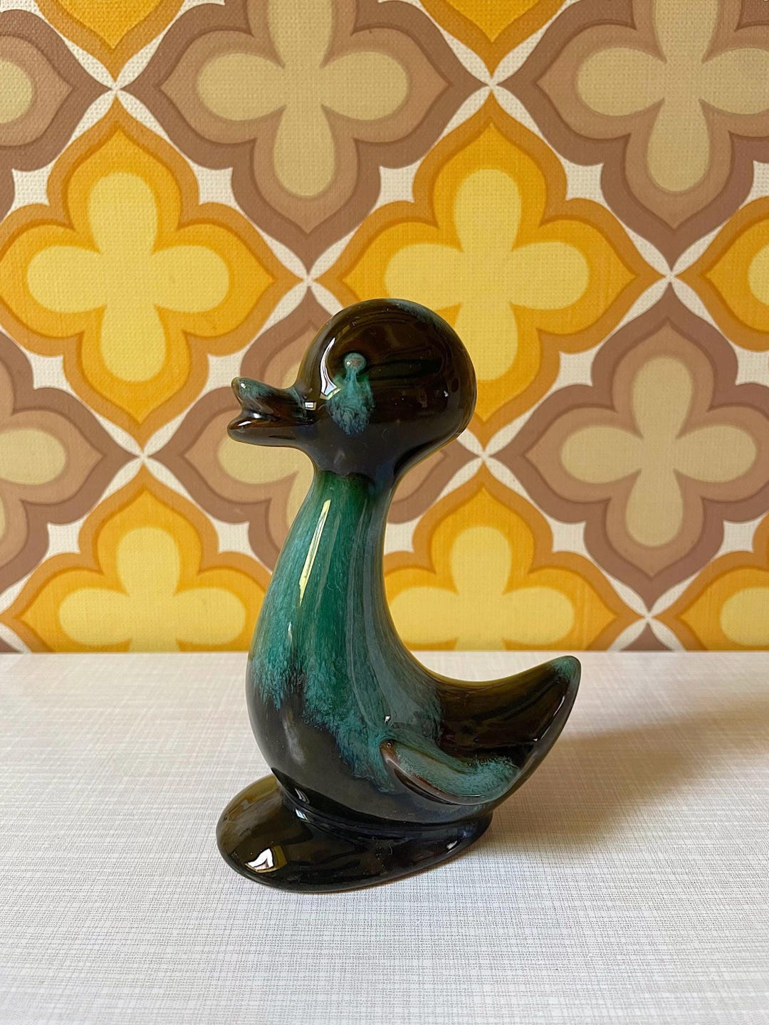 Blue-green Ceramic Duck Figurine | 70s | Mid Century | Vintage - Etsy