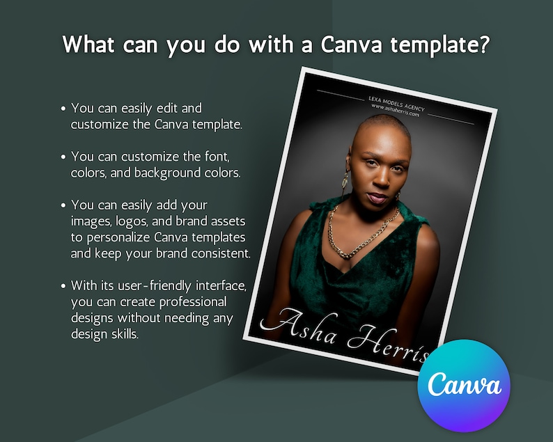 Modeling Comp Card Template, Zed Card Canva Template, Fashion Model ...