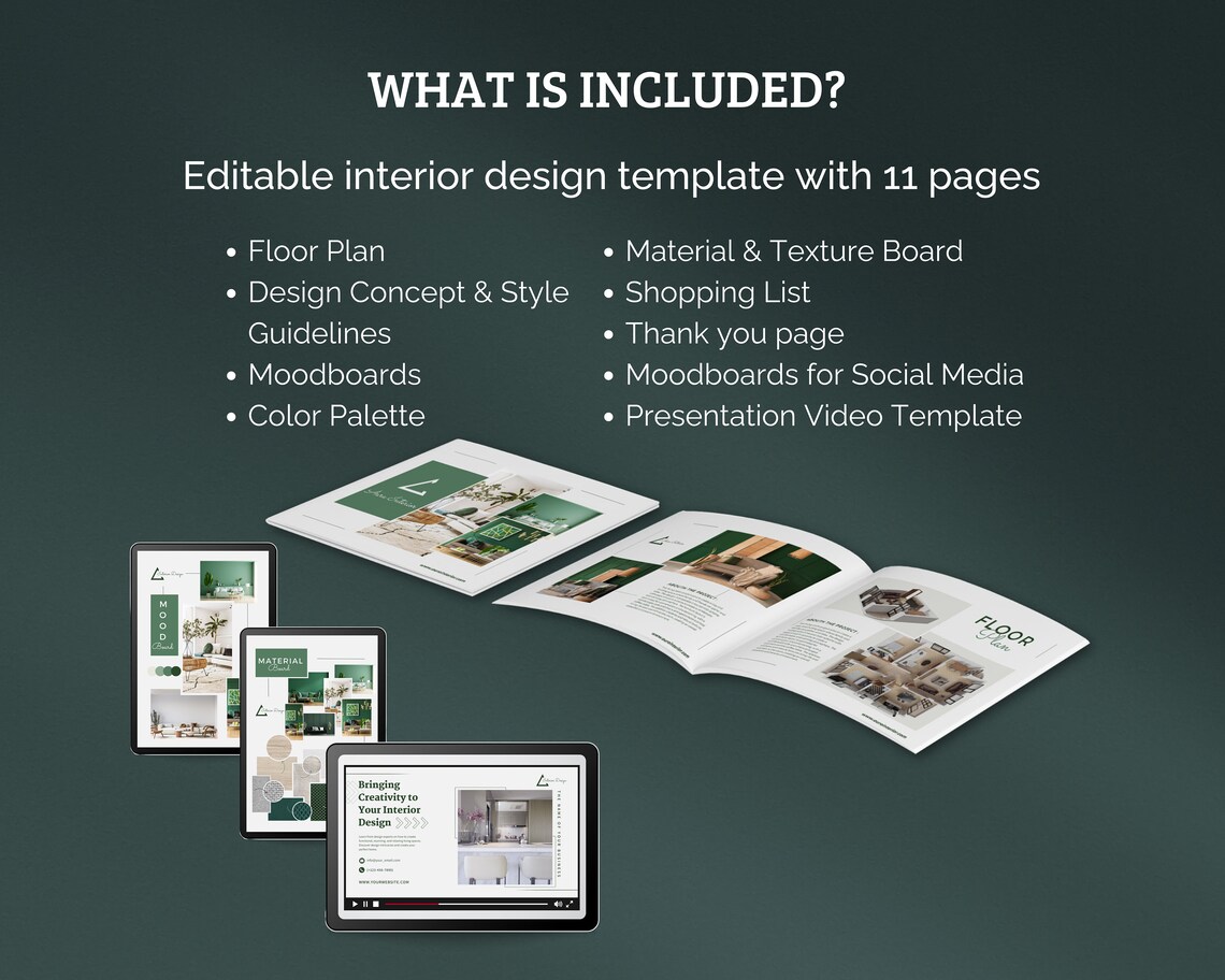 Interior Design Client Presentation, Canva Template, Mood Boards for ...