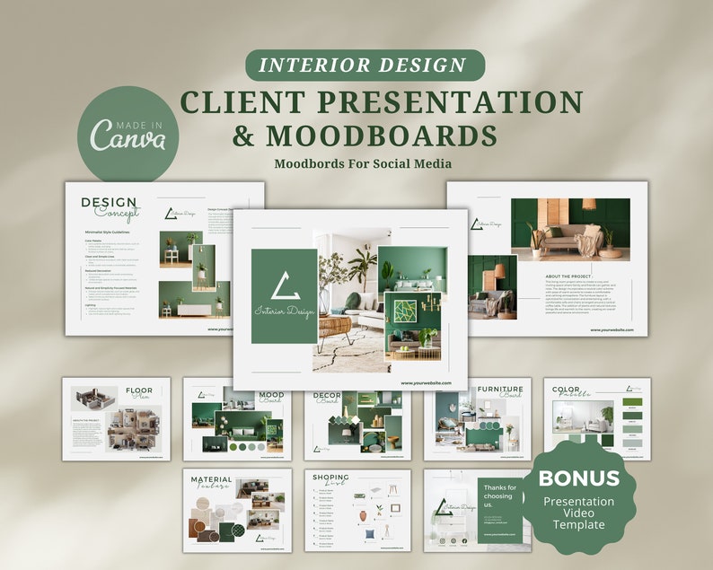 Interior Design Client Presentation, Canva Template, Mood Boards for ...