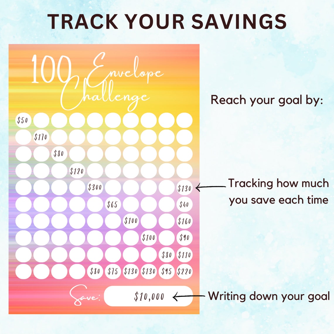 100 Envelope Challenge Printable, Money Savings Challenge, Savings ...