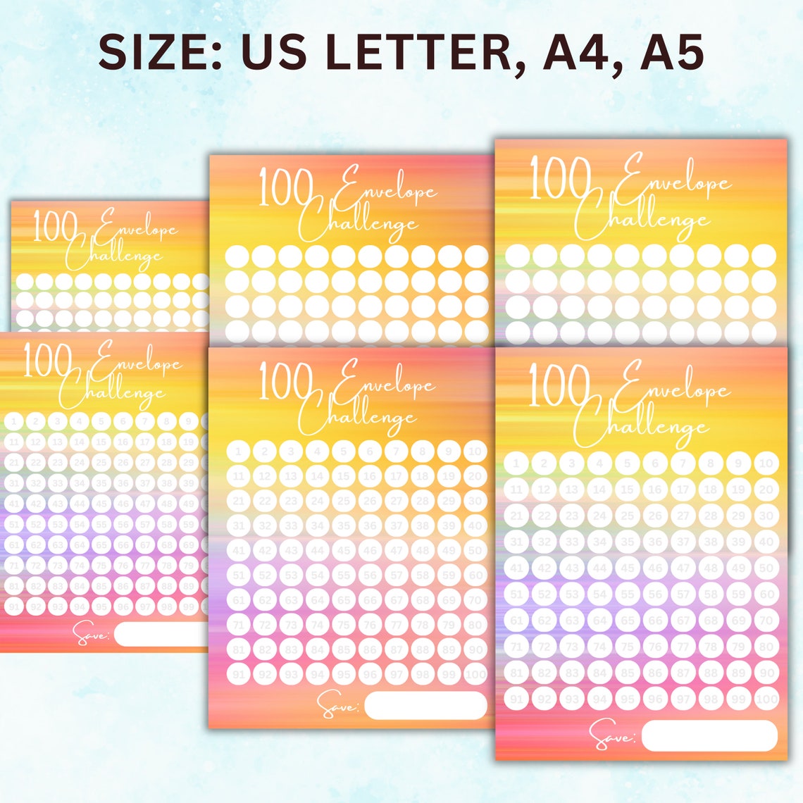 100 Envelope Challenge Printable, Money Savings Challenge, Savings ...