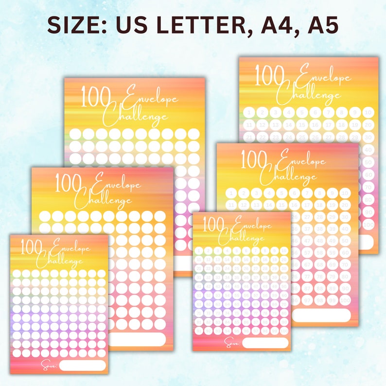 100 Envelope Challenge Printable, Money Savings Challenge, Savings ...