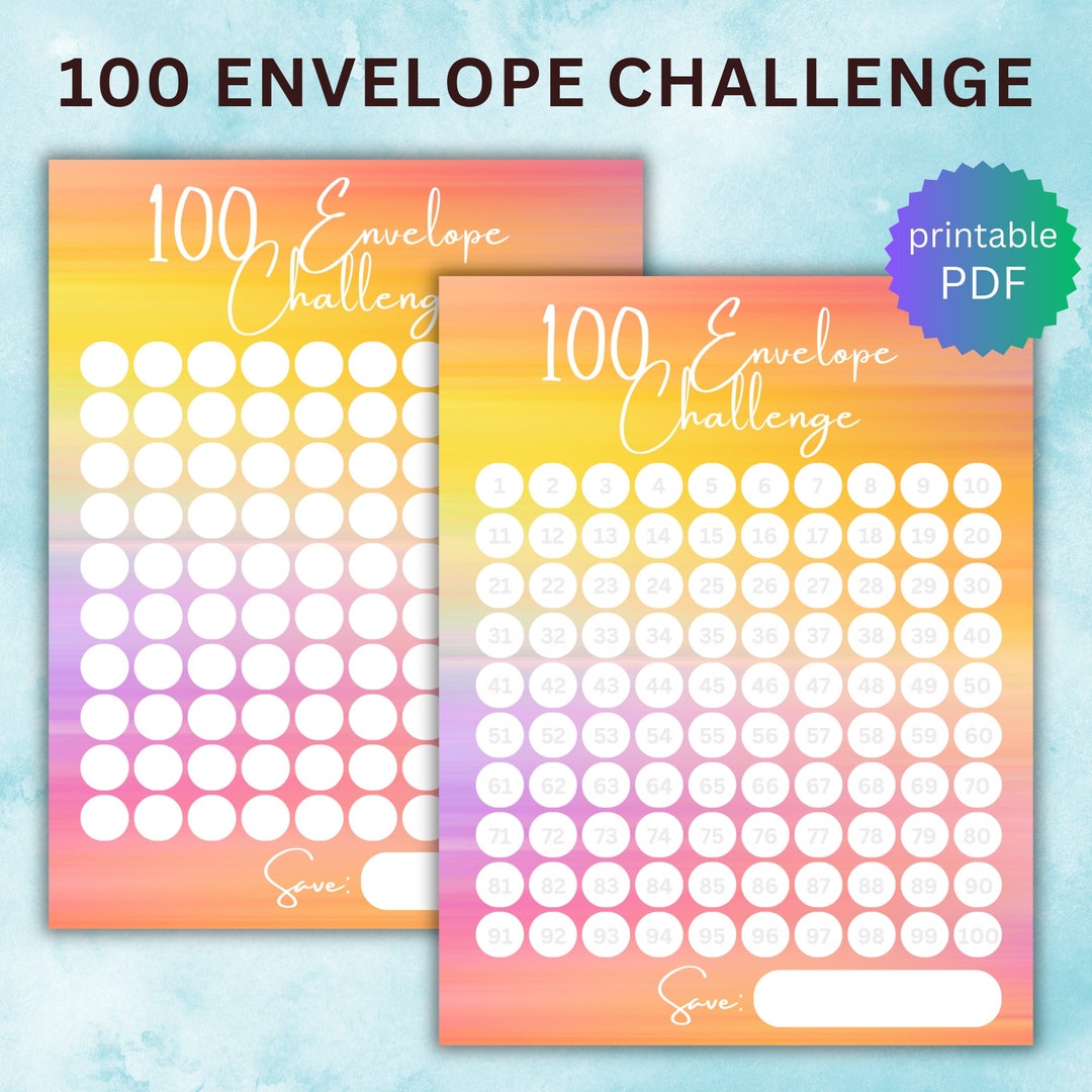 100 Envelope Challenge Printable, Money Savings Challenge, Savings ...