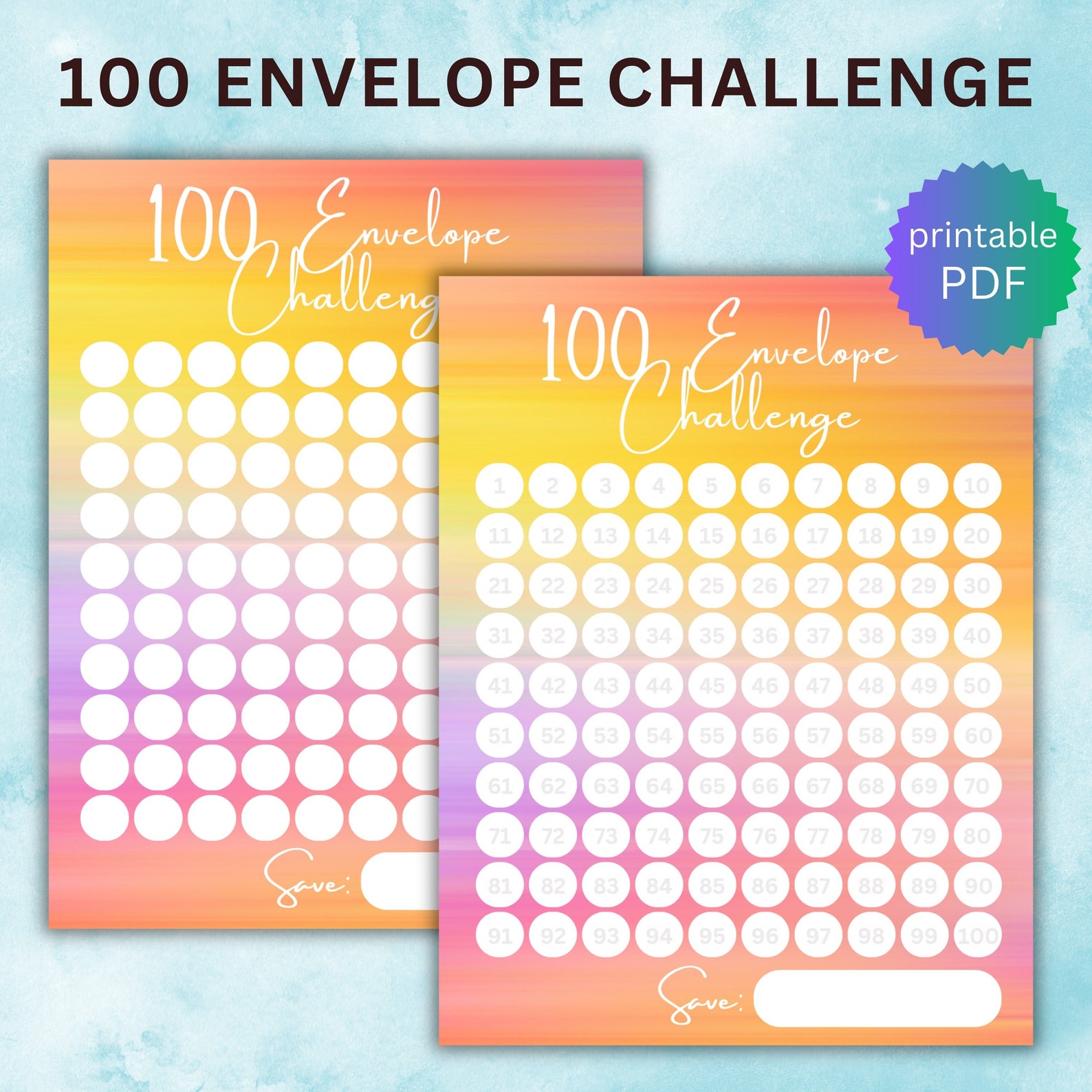 100 Envelope Challenge Printable, Money Savings Challenge, Savings ...