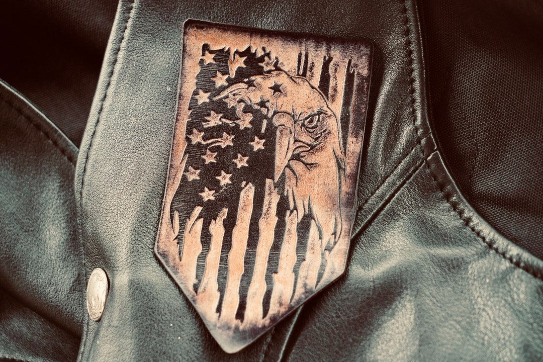 Eagle Flag Patch Leather. Custom Patch. American Flag Leather - Etsy