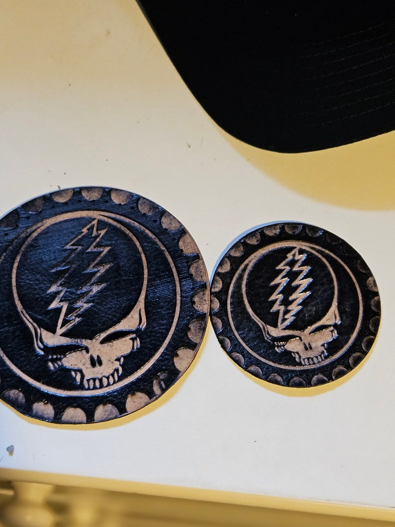 Grateful Dead Stealie Patch Leather. Biker Patch. 4 Inch, or 2.75 Inch ...