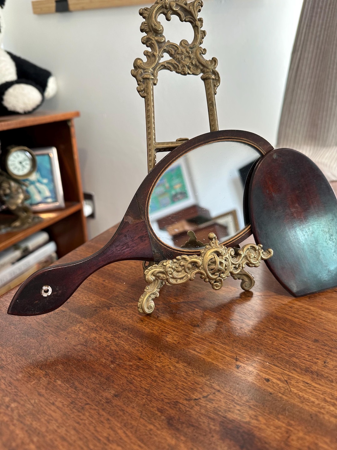 Antique Victorian Hand Mirror | Mahogany With Satinwood Stringing ...
