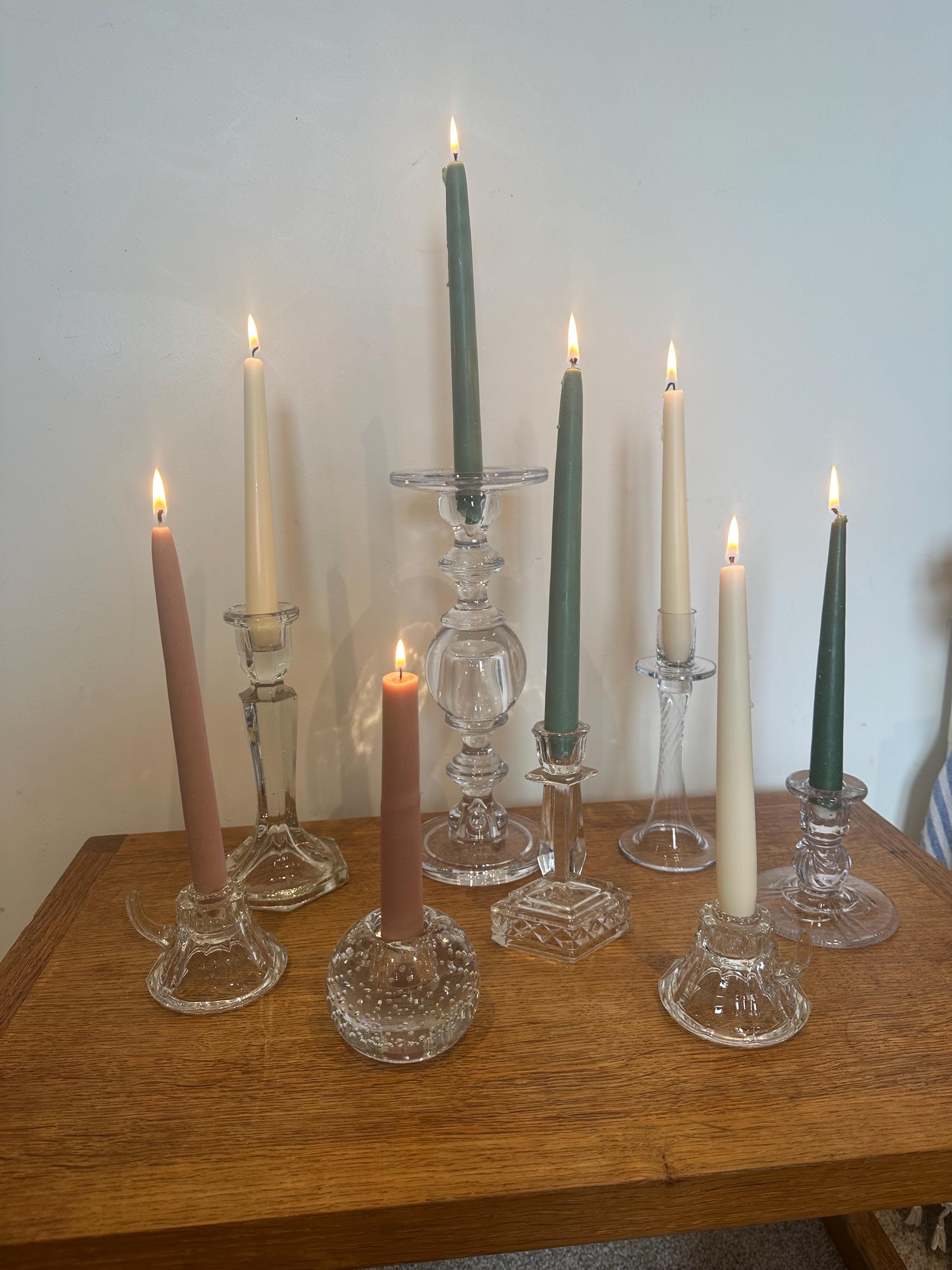 Set of 8 Mismatched Glass Candlesticks | Eclectic Dinner Party Decor ...
