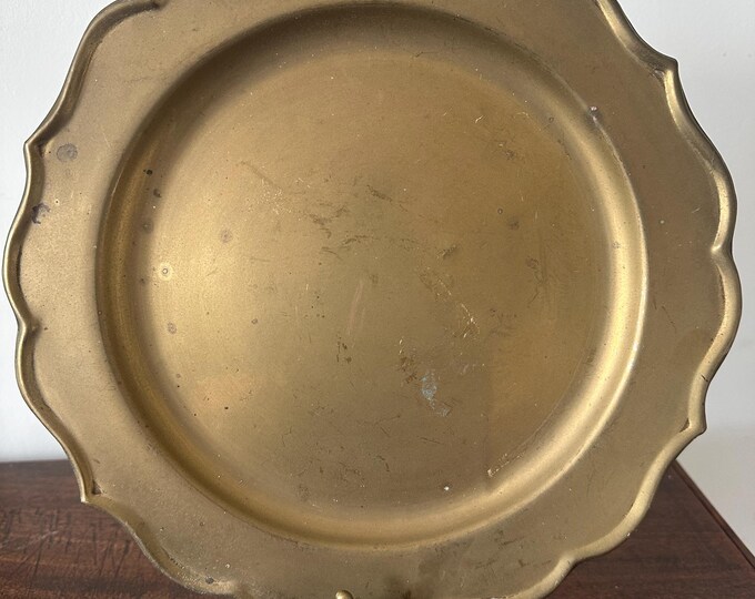 Antique Brass Plate With Original Patina | 26cm Diameter | Unpolished ...