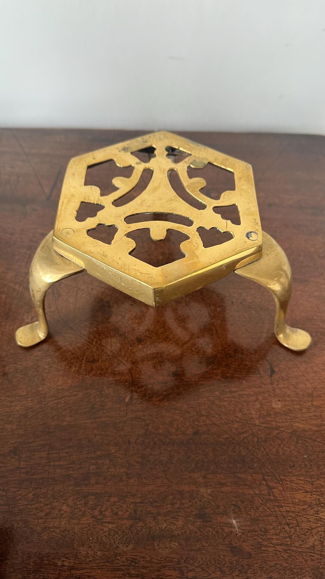 Antique Brass Trivet | Pot Stand | Plant Stand | Vintage Cut-out ...