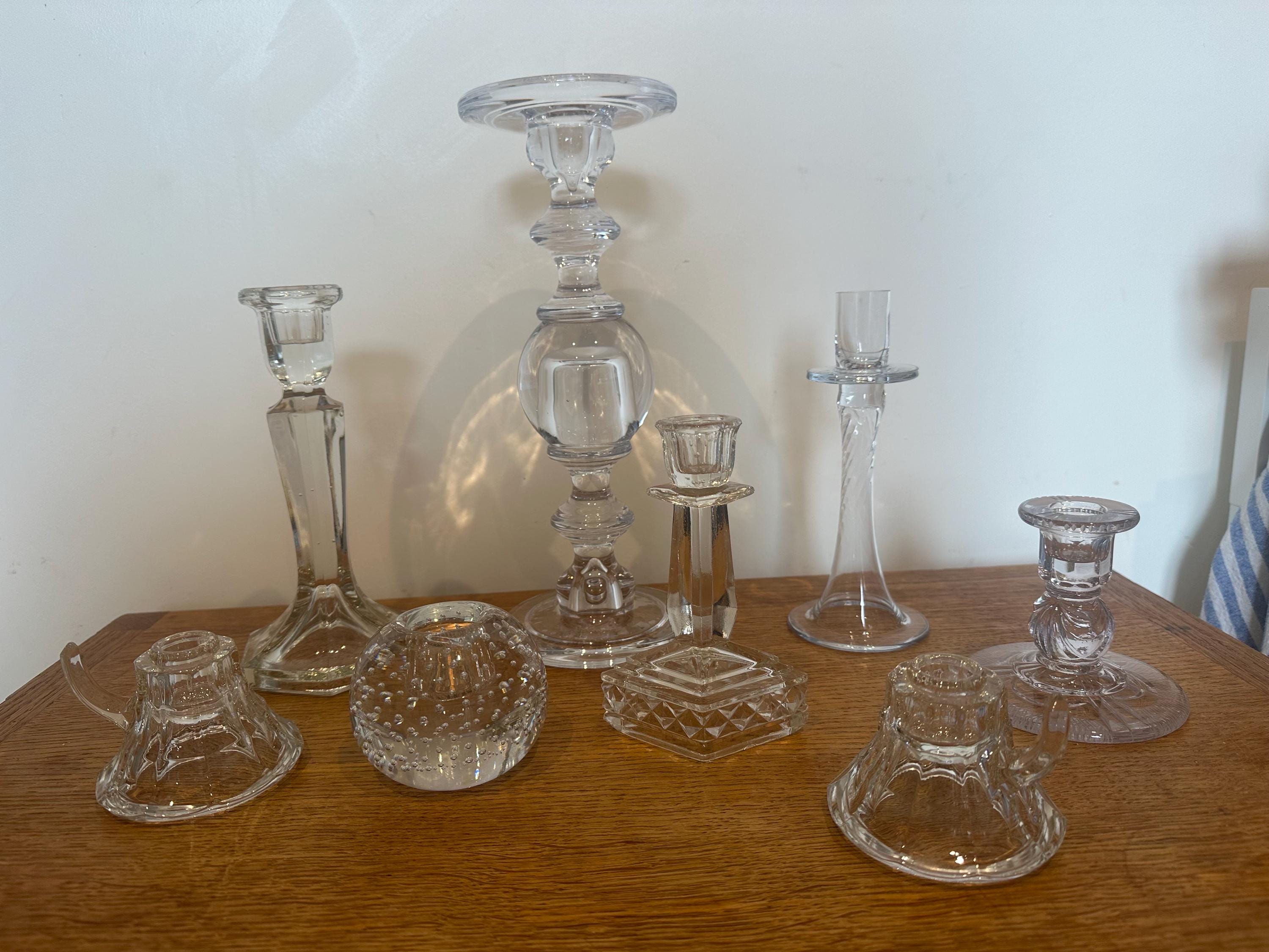 Set of 8 Mismatched Glass Candlesticks | Eclectic Dinner Party Decor ...