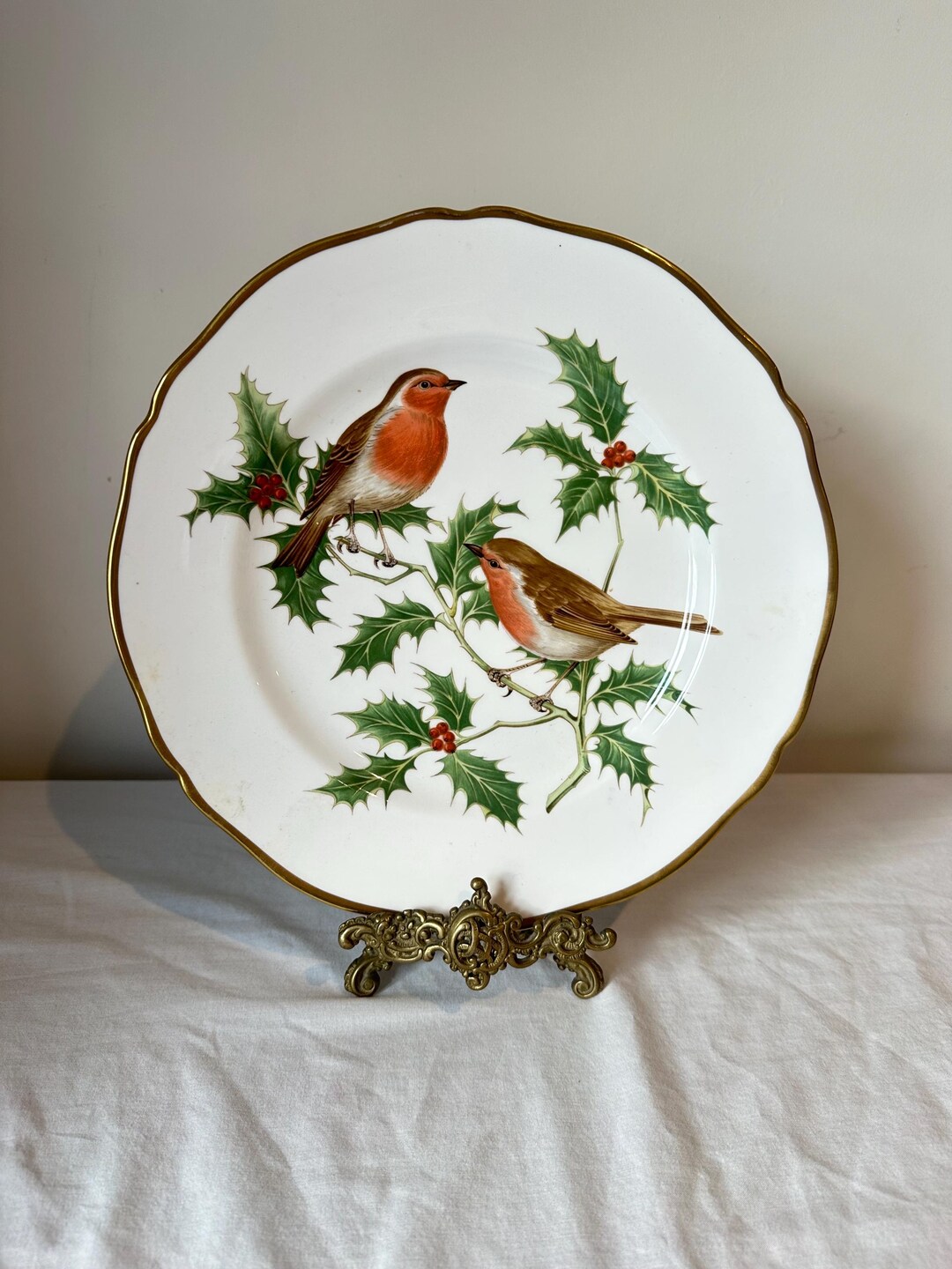 Spode Christmas Plate by Harold Holdway No.6, 26cm Robin Design ...