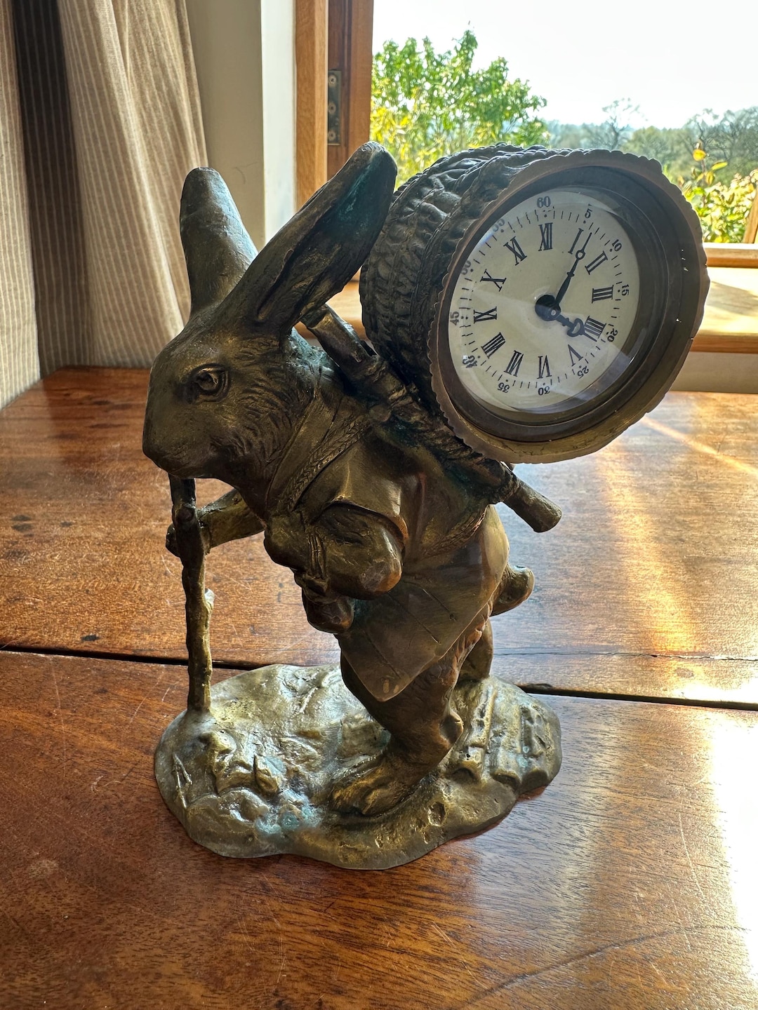 Vintage Brass Hare Rabbit Clock | Alice in Wonderland Style | Soft Tick ...
