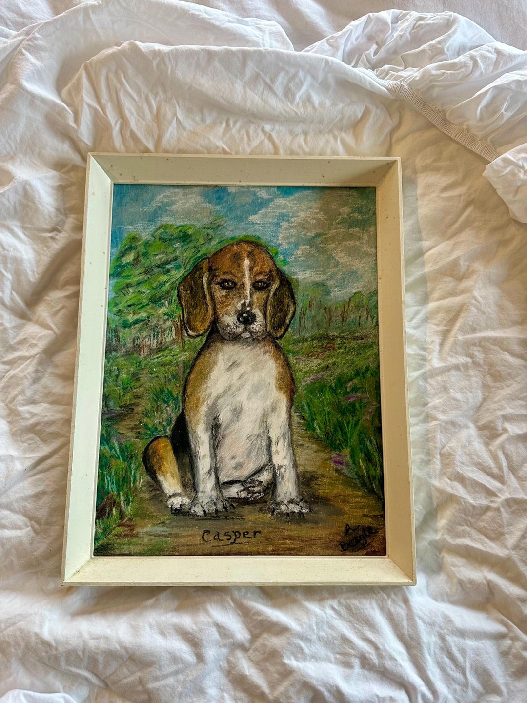 Oil Pastel Painting of Beagle Puppy ‘caspar’ | Naive Folk Art ...