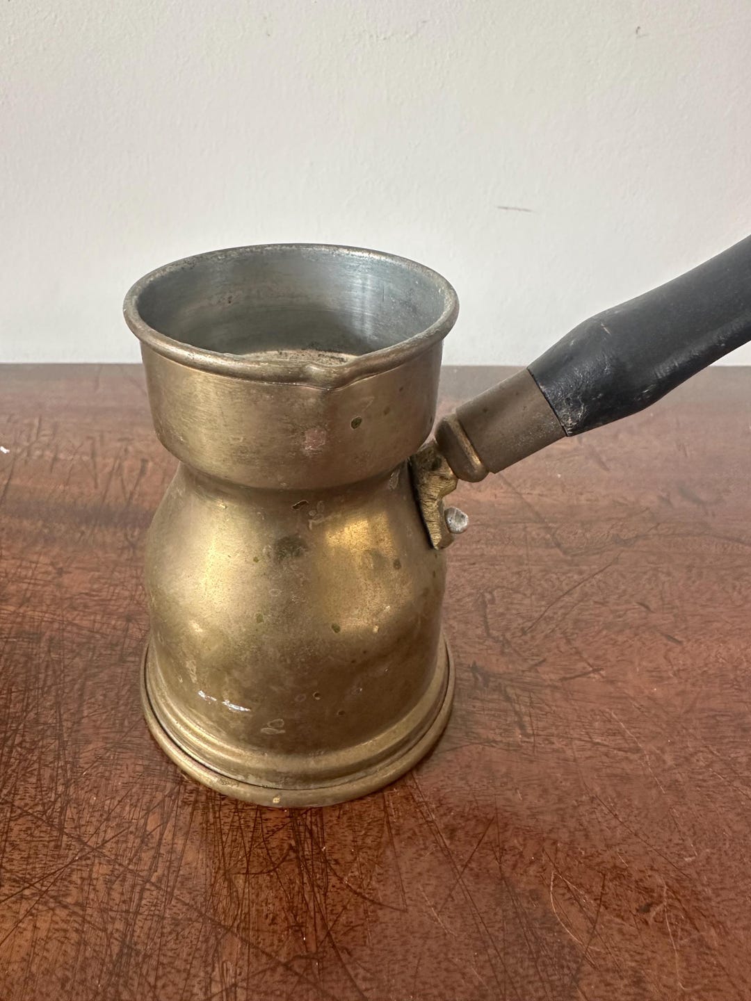 Vintage Brass Turkish Coffee Pot | Cezve | Ibrik With Wooden Handle ...