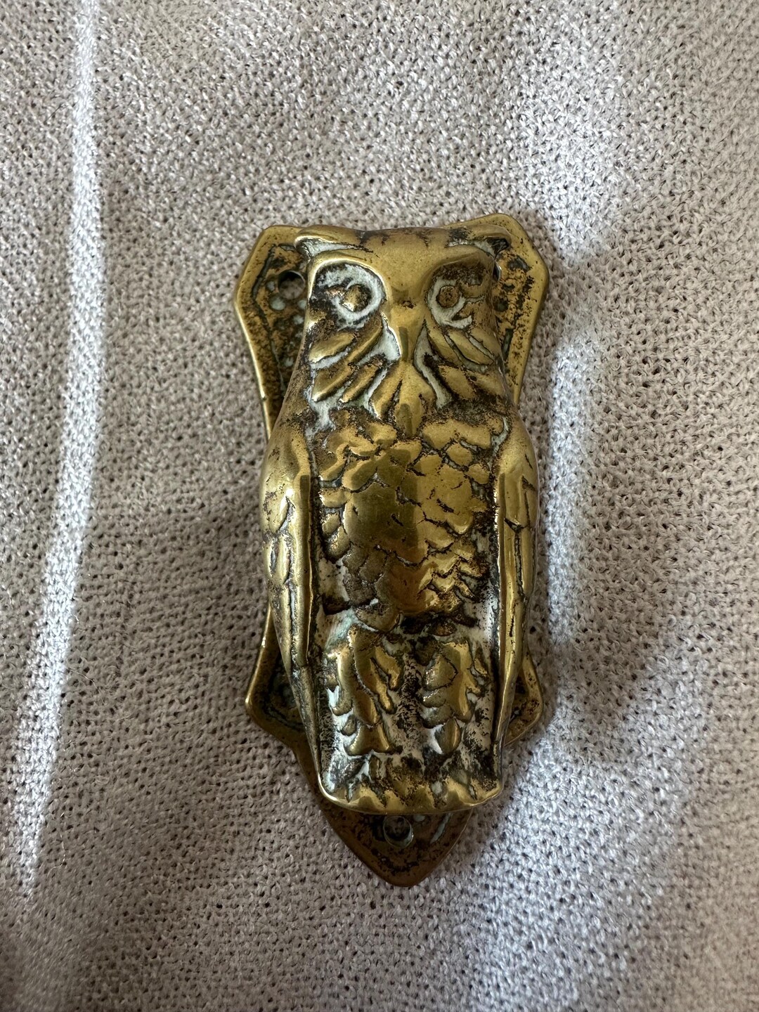 Vintage Solid Brass Owl Door Knocker – Small 7.5x3.5cm – Rustic Brass ...