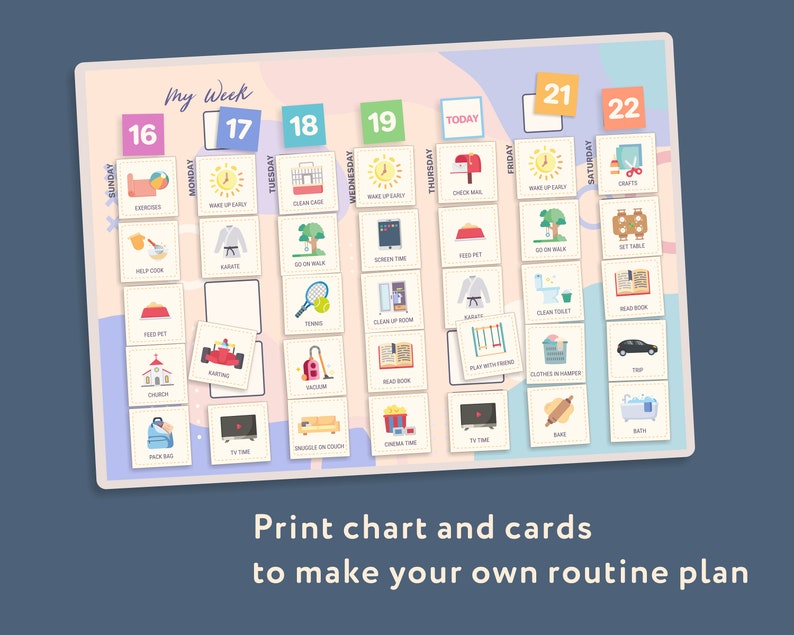 Editable Daily Visual Routine Chart With Routine Cards, Weekly Routine ...