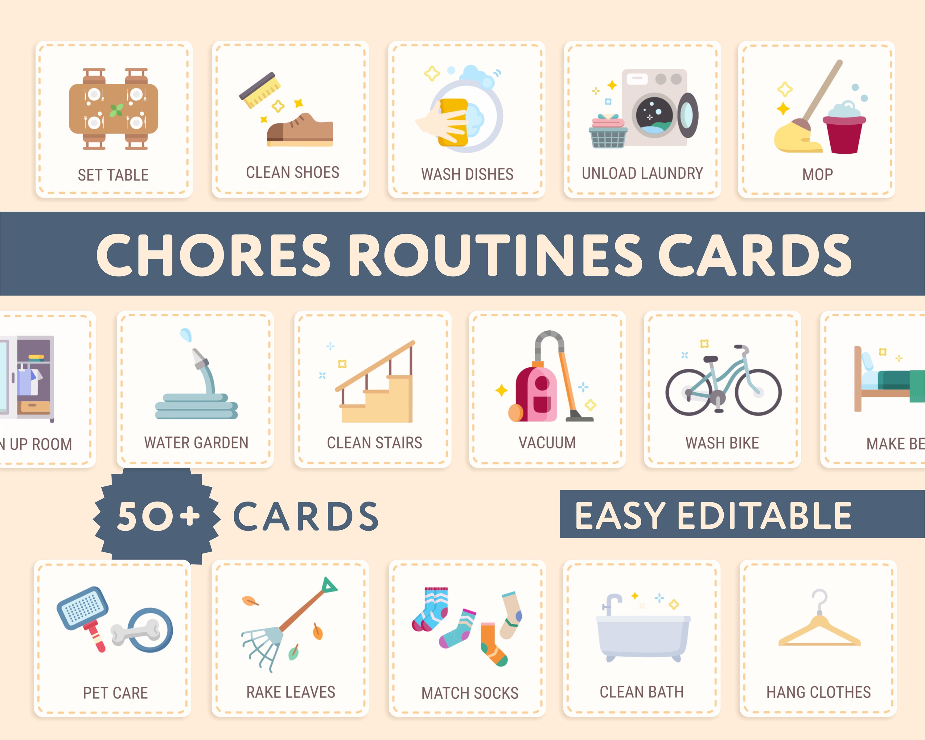 Free Chore Chart 100 Printable Self Care Routine Card for Kids, to Do ...
