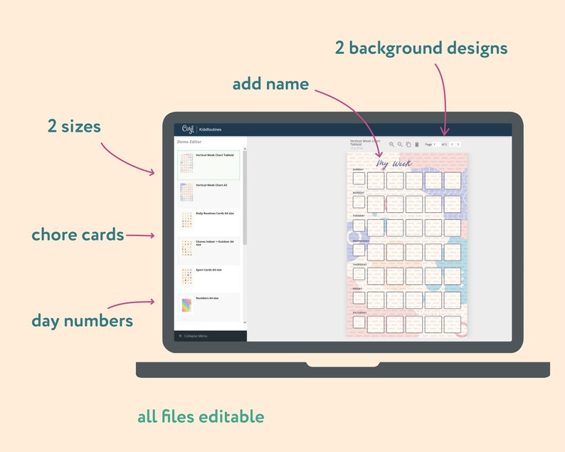 Printable Weekly Visual Routine Chart 200 Toddler Homeschooling Cards I ...