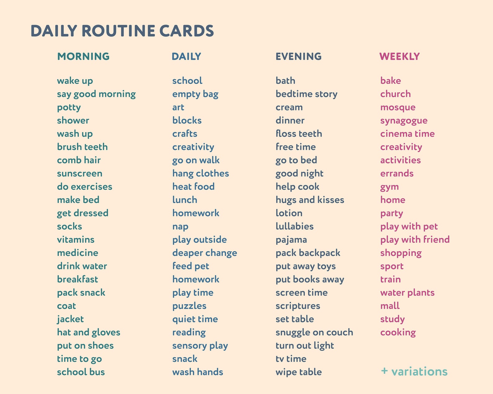 Editable Weekly Visual Routine Chart Editable Weekly Visual Routine ...