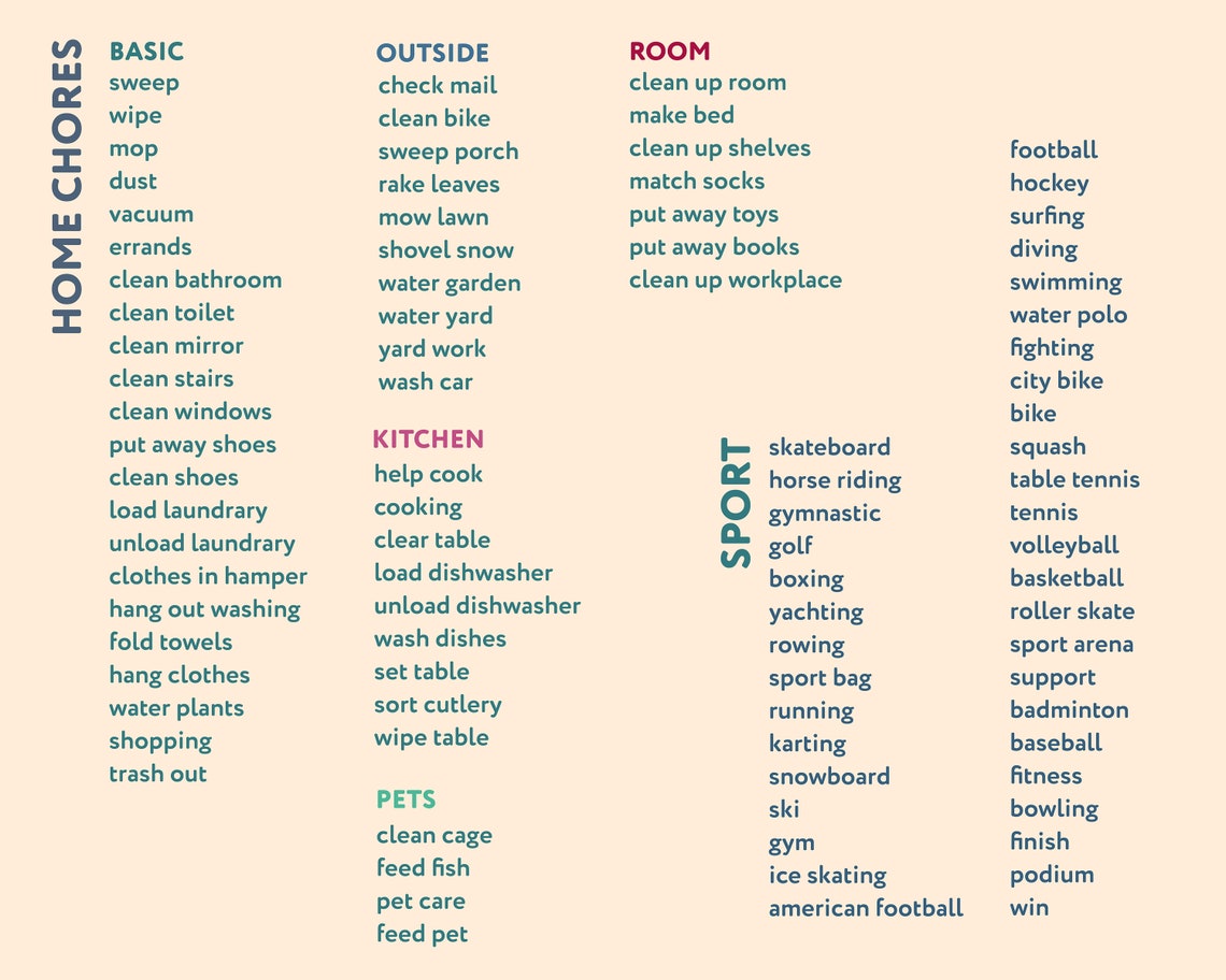 Printable Weekly Chore Chart 200 Routine Card for Kids, to Do and Done ...