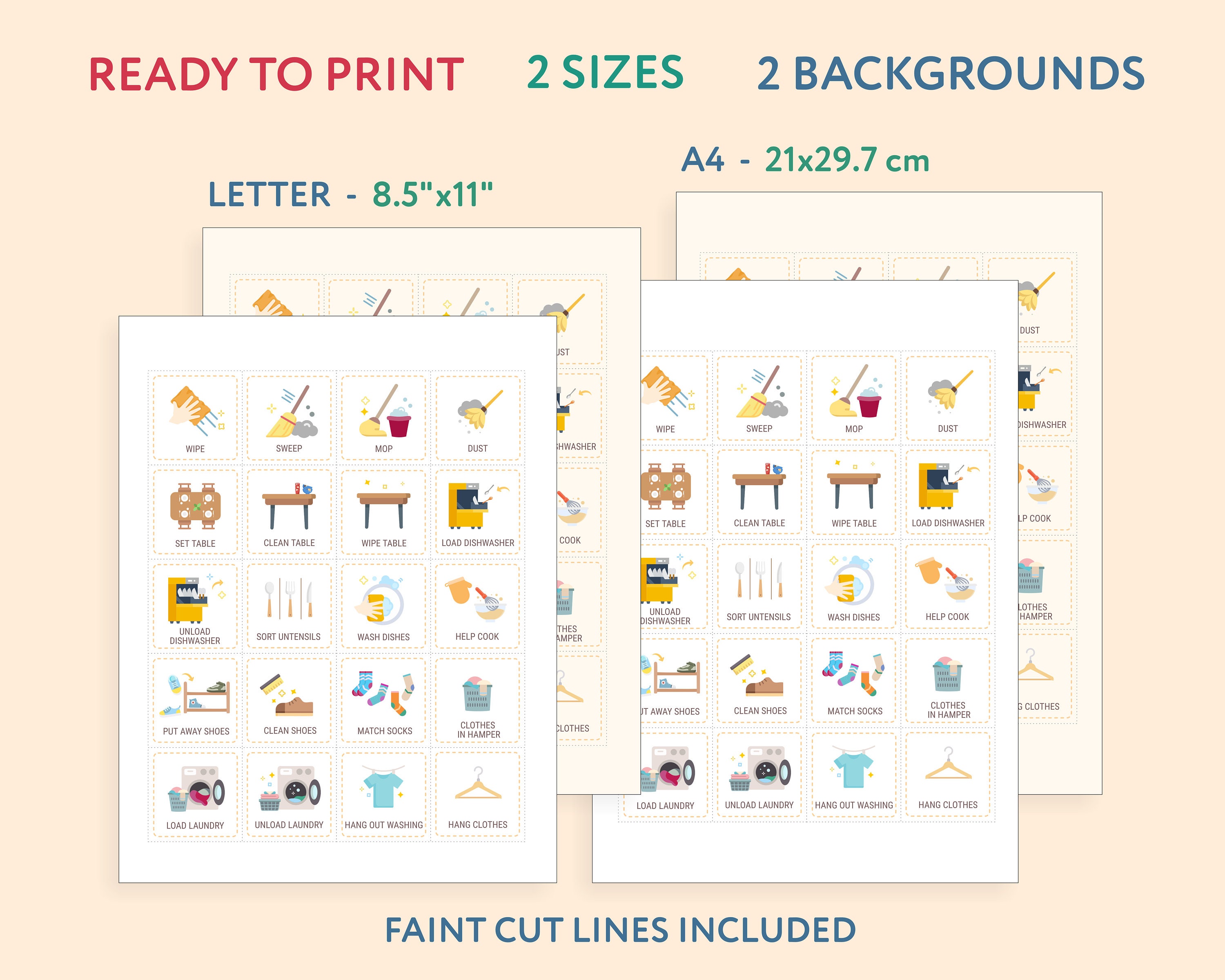 Chore Chart for Kids Editable Сhore Routine Cards Visual Schedule for ...