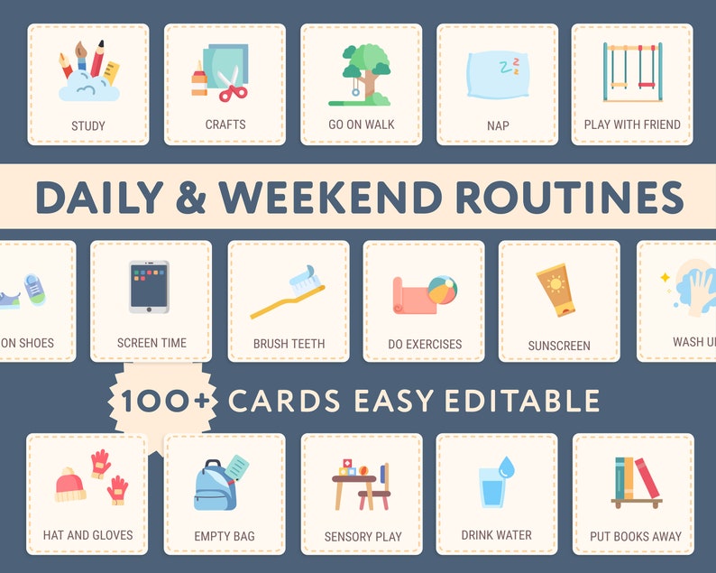 Kids Daily Routine Cards Printable With Free Chore Chart for Kids ...