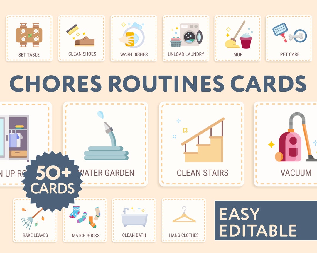 Free Chore Chart 100 Printable Self Care Routine Card for Kids, to Do ...