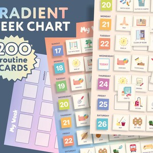 Printable Weekly Chore Chart 200 Routine Card for Kids, to Do and Done ...