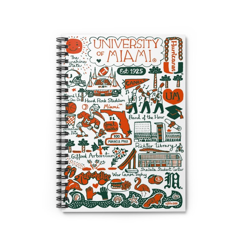 University of Miami Spiral Notebook College Notebook College Materials ...
