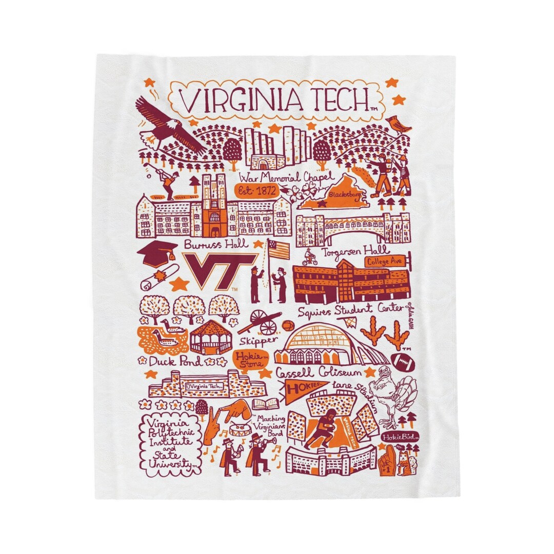 Virginia Tech University Blanket College Blanket Dorm Decor Custom ...