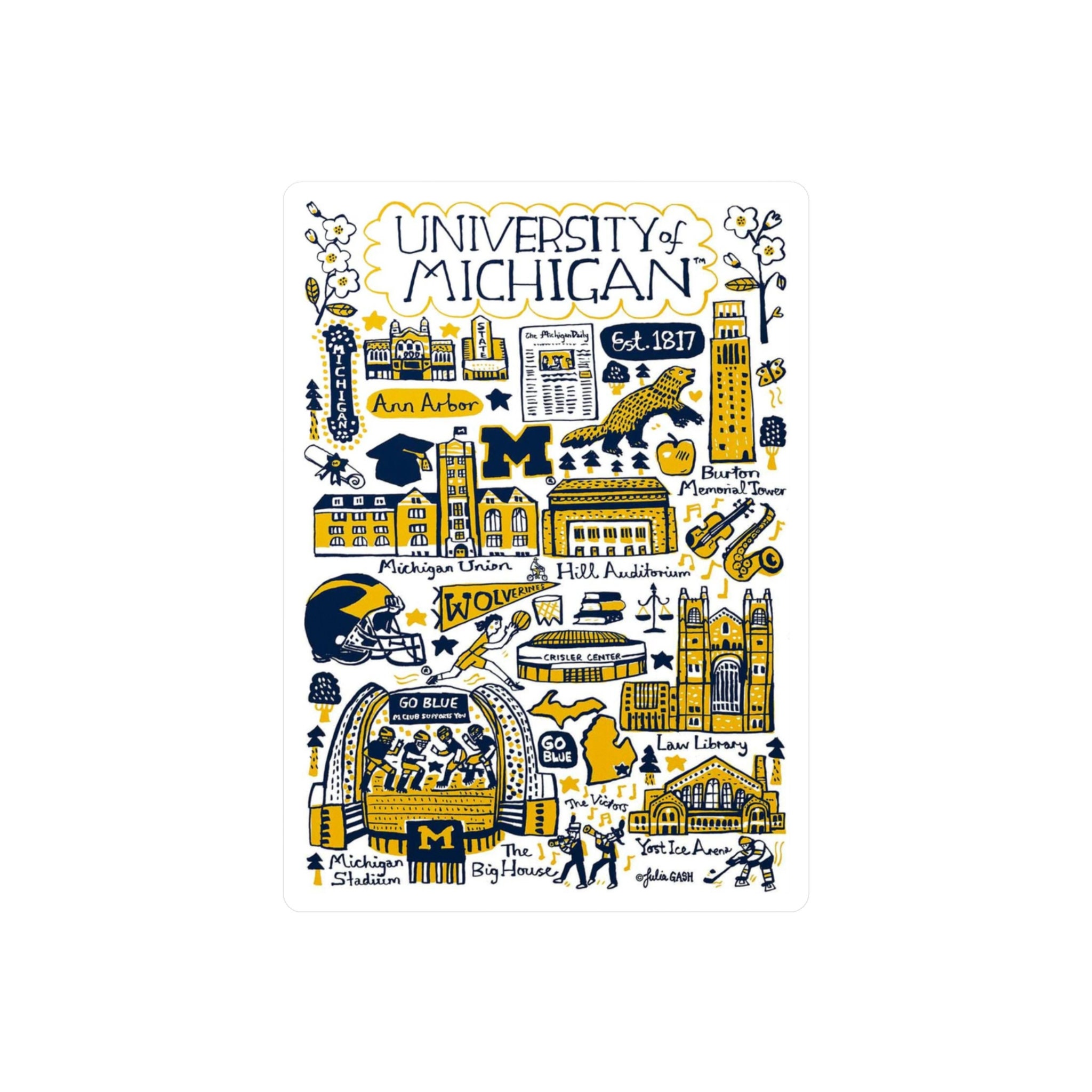 University of Michigan Sticker College Accessory Custom College Merch ...