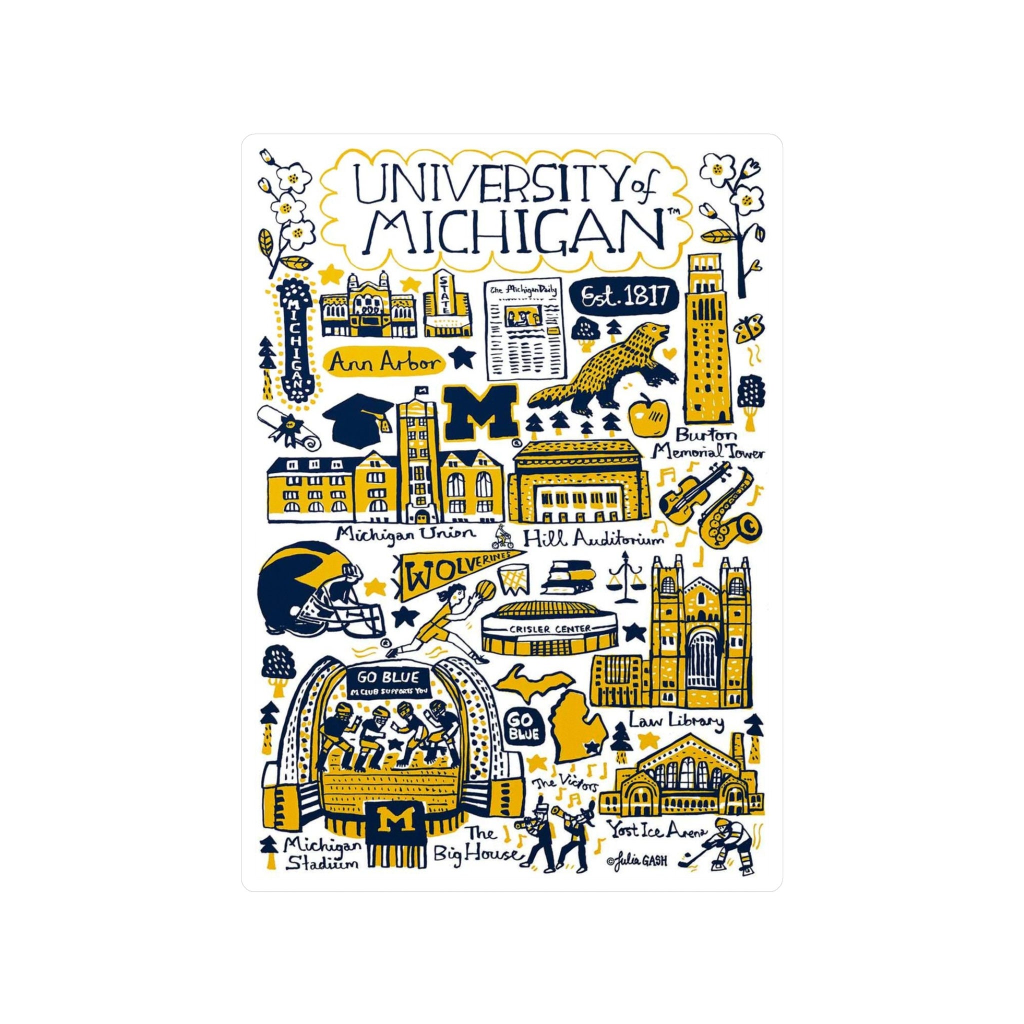 University of Michigan Sticker College Accessory Custom College Merch ...