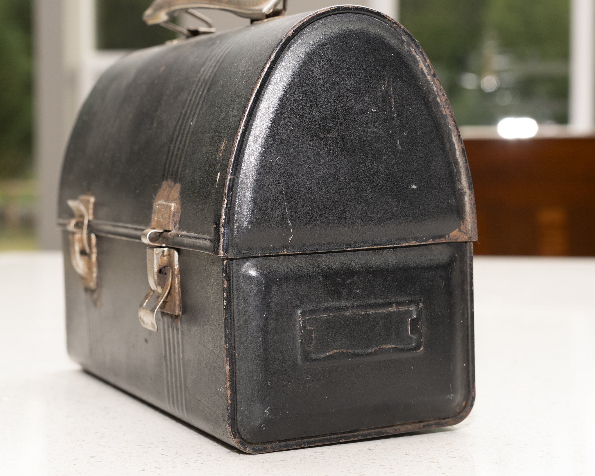 Vintage Black Lunch Pail Box With Thermos Blue Collar America - Etsy