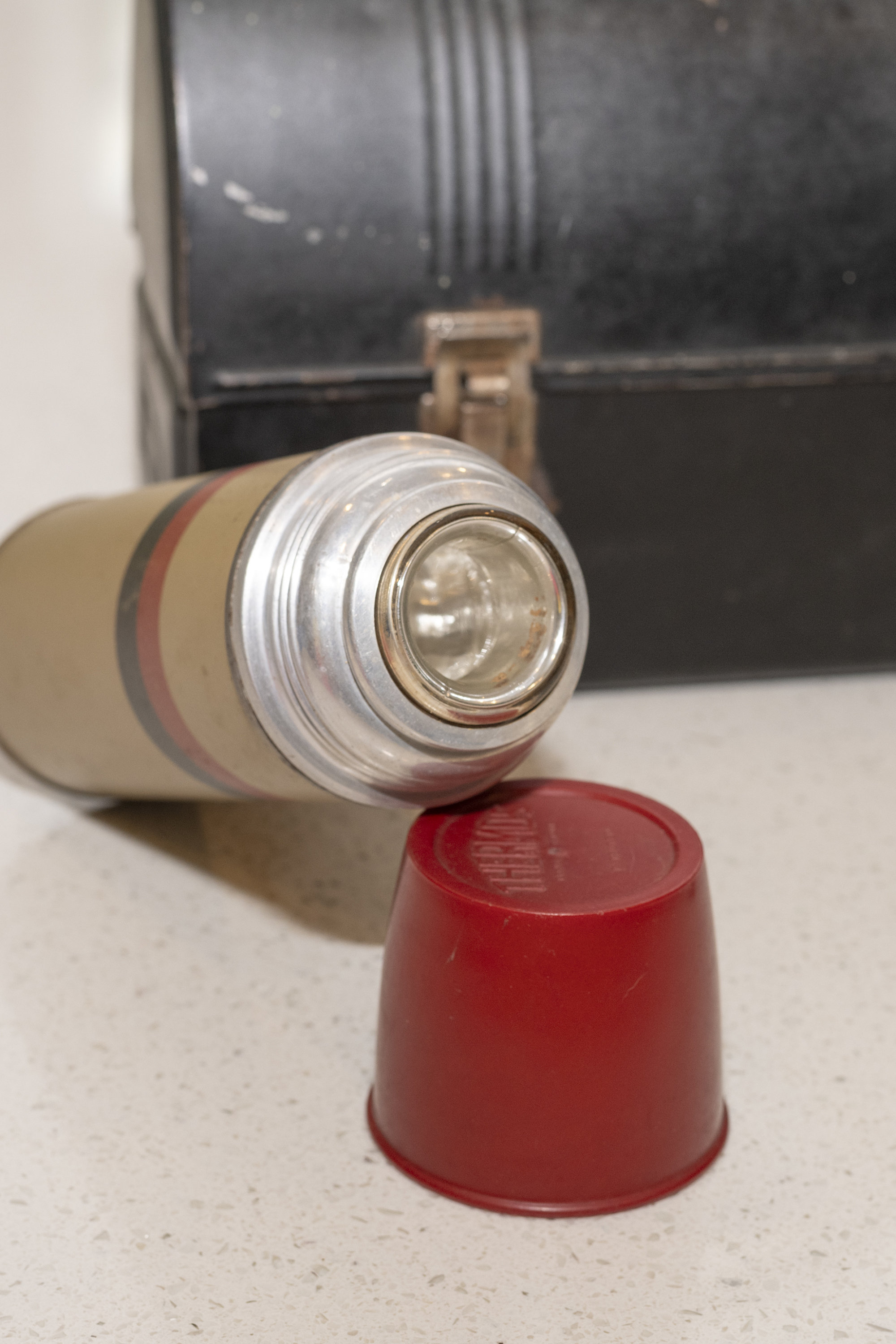 Vintage Black Lunch Pail Box With Thermos Blue Collar America - Etsy
