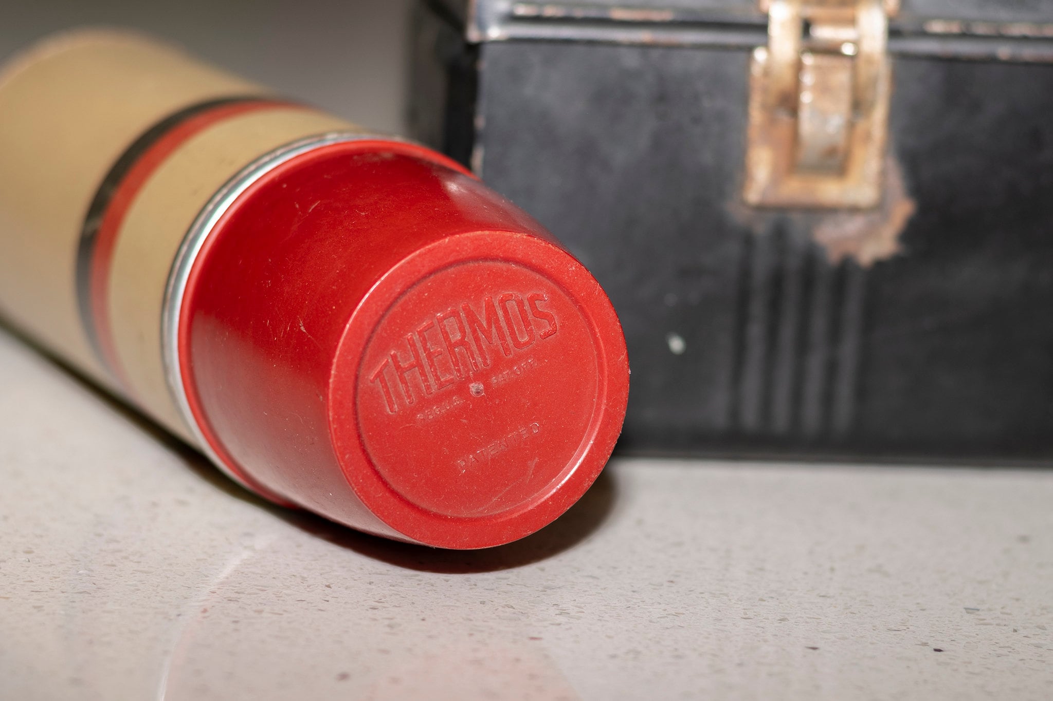 Vintage Black Lunch Pail Box With Thermos Blue Collar America - Etsy