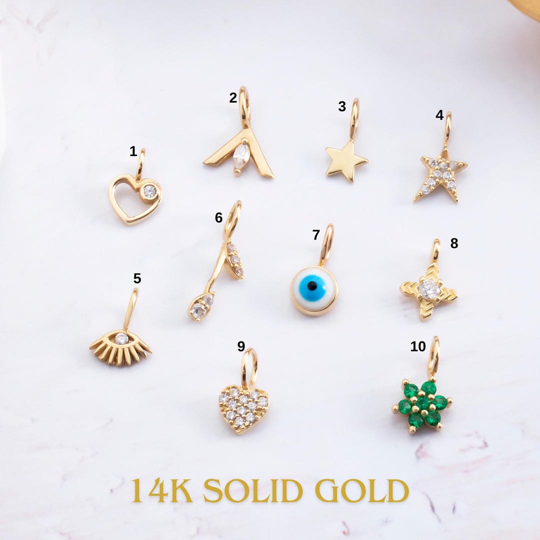 14K Solid Gold Mini Pendants With Jump Ring, Handcrafted 14k Gold ...