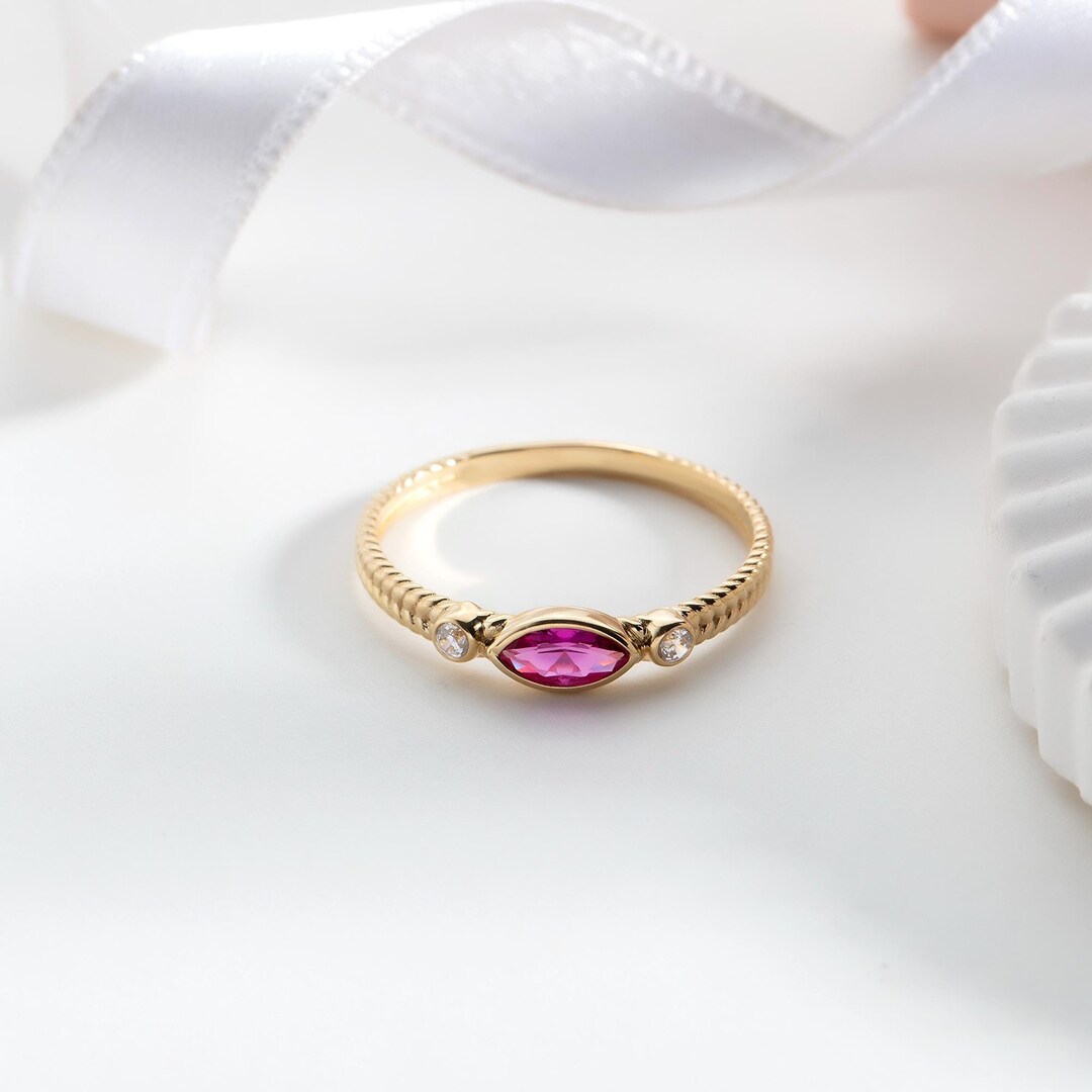 Marquise Ruby Ring in 14K Gold • Solid Gold Ruby Engagement Ring ...