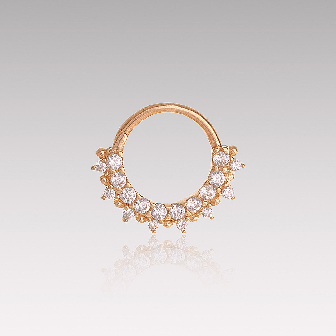 14K Solid Gold Hinge Hoop Earring, 14K Solid Gold Helix Piercing ...