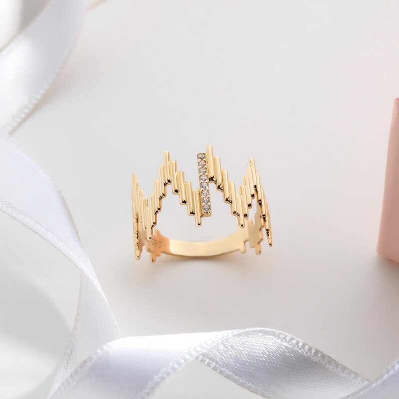 Diamond Wave Ring - Etsy