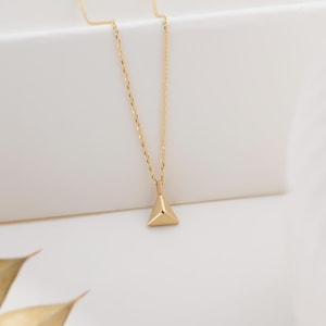 14K Gold Triangular Pyramid Necklace | Solid Gold Pyramid Pendant ...