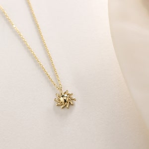 Minimalist Gold Sun Necklace for Women, 14K Gold Dainty Sunburst ...