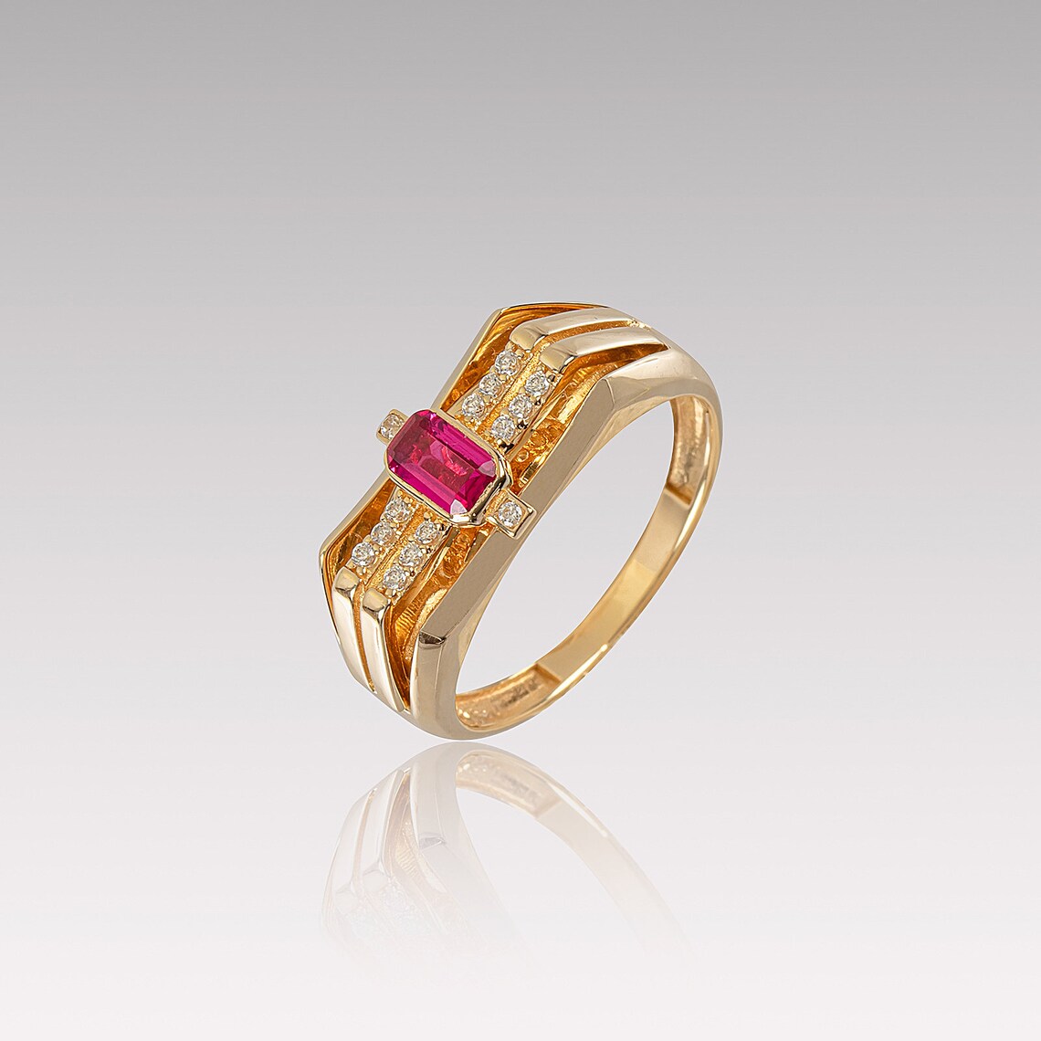 14K Solid Gold Ruby Ring, Stacking Gold Ring, Valentine Gift Her ...
