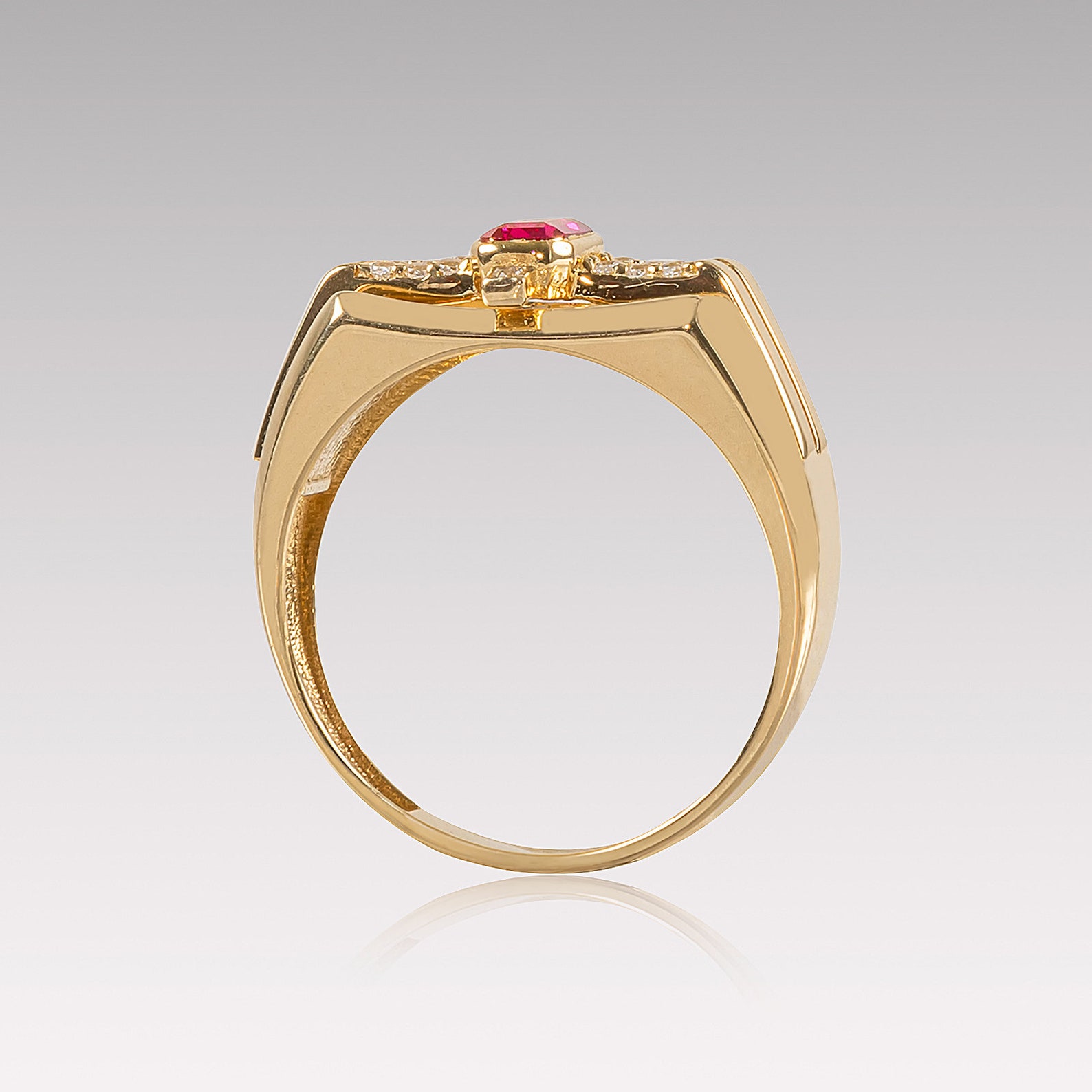 14K Solid Gold Ruby Ring, Stacking Gold Ring, Christmas Gift, Birthday Gift, Red Gemstone Ring ...