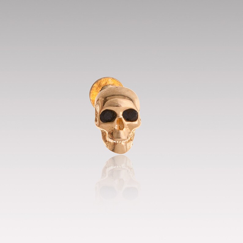 14K Solid Gold Skull Piercing, Minimalist Tragus Piercing, Gold Stud Piercing, Stud Ear Piercing ...
