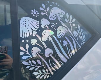 Mushroom Garden Car Decal, Car Window Decal, Vinyl Decal Sticker, Rear ...