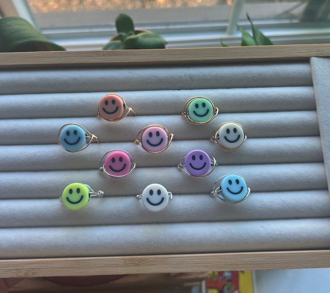 Smiley Face Wire Ring Collection - Etsy
